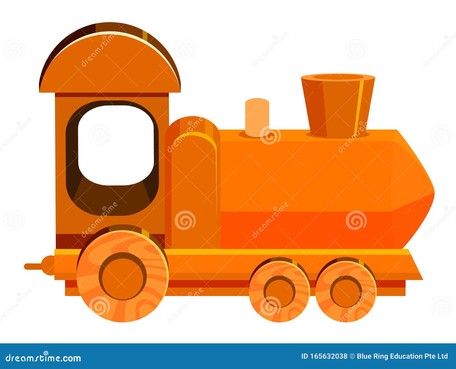 Orange Train Railway Locomotive, Railroad Transportation Flat Vector ...