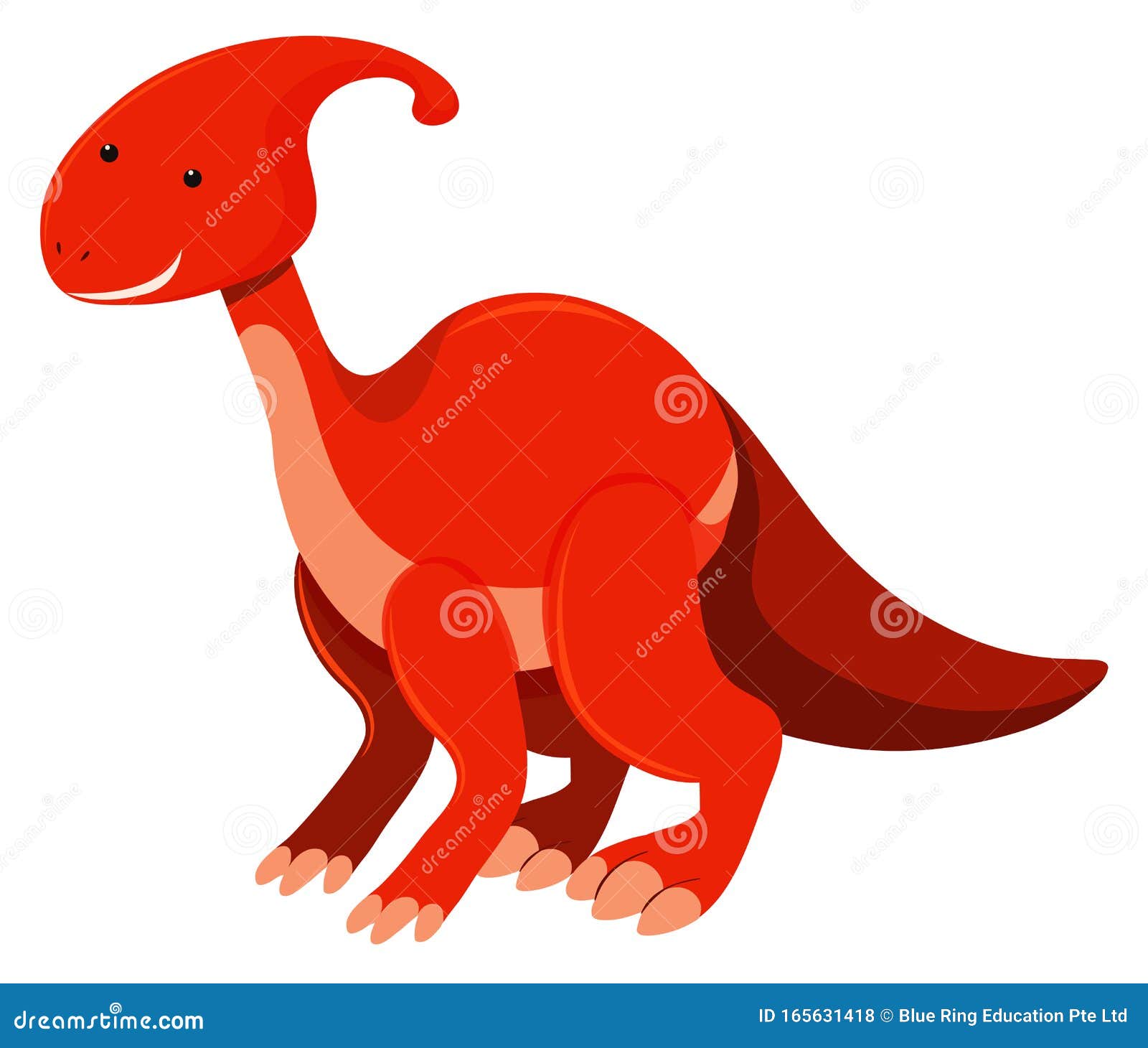 Single Picture of Parasaurolophus in Red Stock Illustration ...