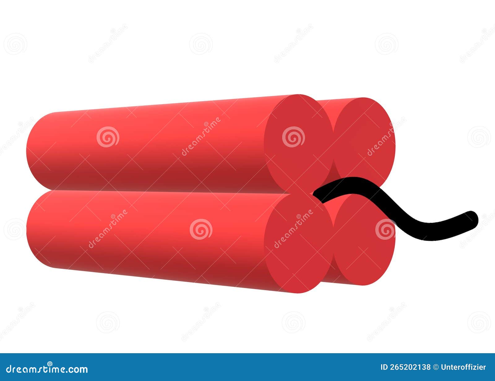 A Single 4-piece Bright Red Firecracker Dynamite with Black Fuse String ...