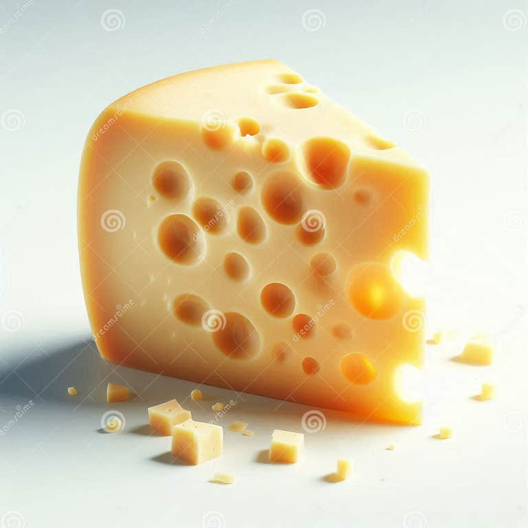Single Piece of Cheese on White Background Stock Illustration ...