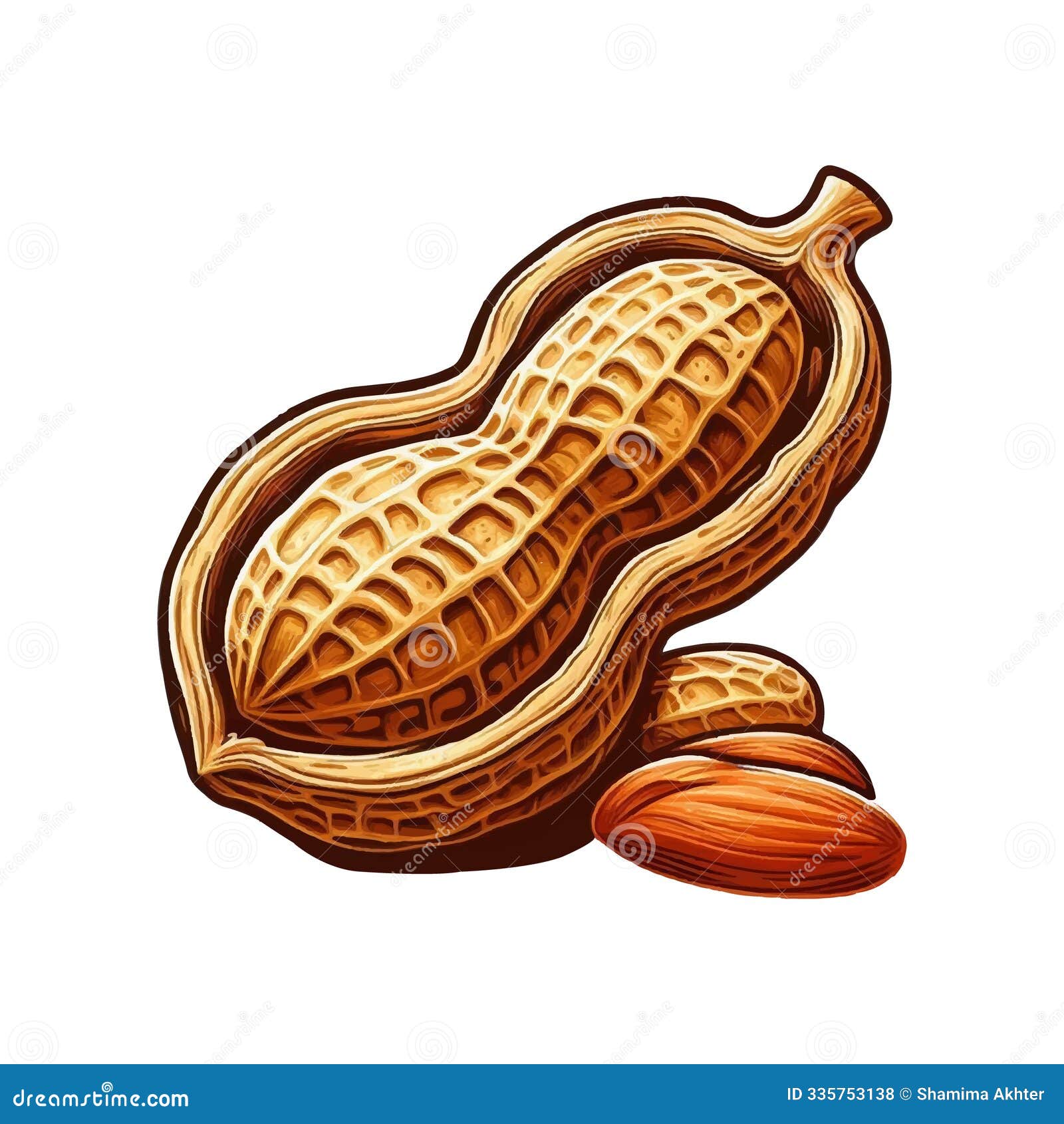 A single piece of peanut stock illustration. Illustration of hand ...