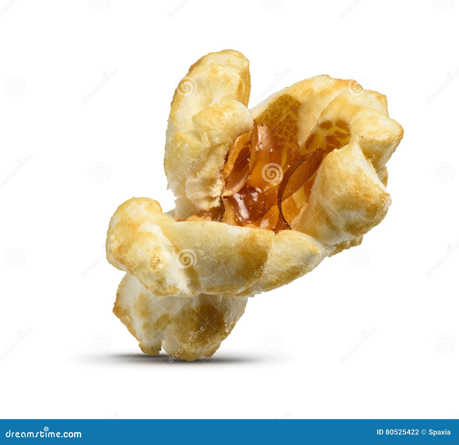 Single Piece of Popcorn Isolated on White Stock Photo - Image of close ...
