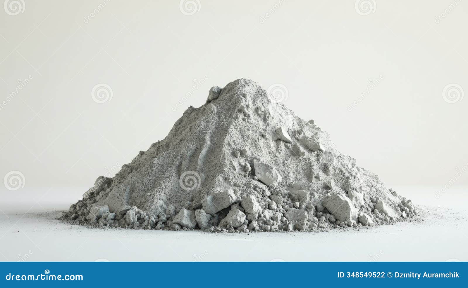 A Single Pile of Cement Powder Viewed from the Side, Isolated on a ...