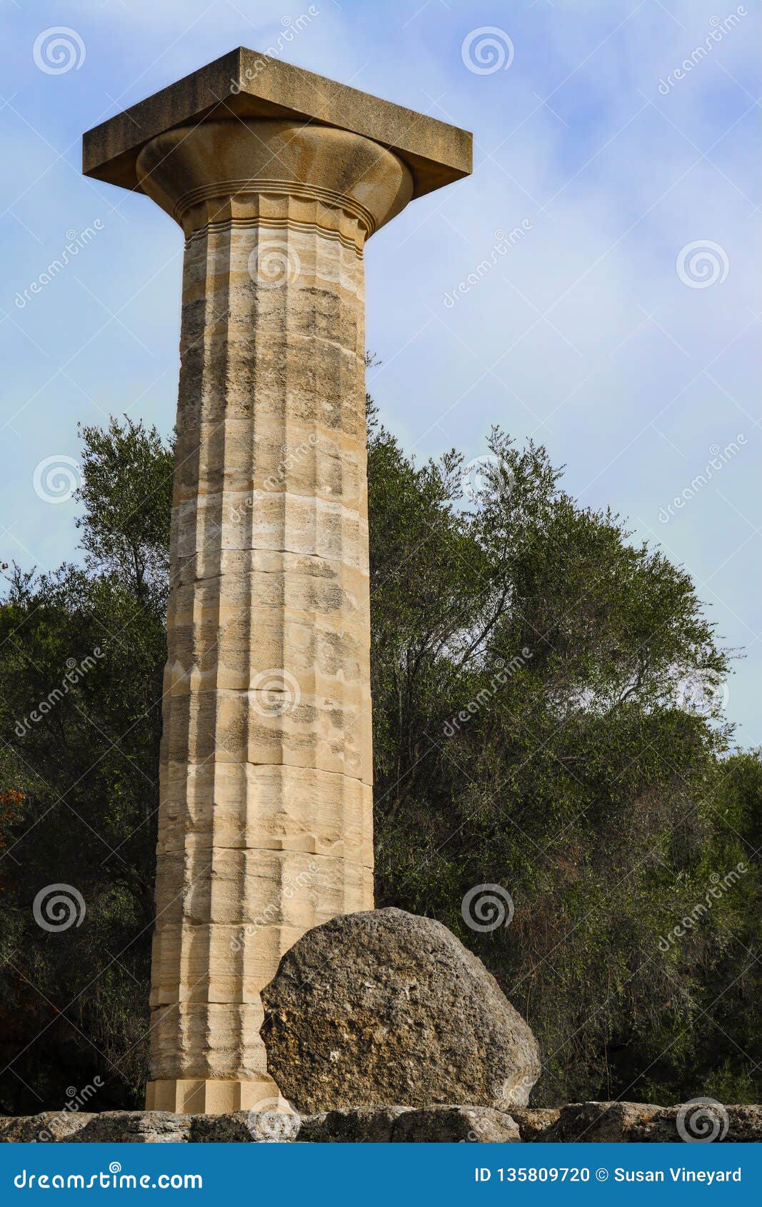 Single Pillar of Three from Temple of Zeus at Ancient Olympia Greece ...