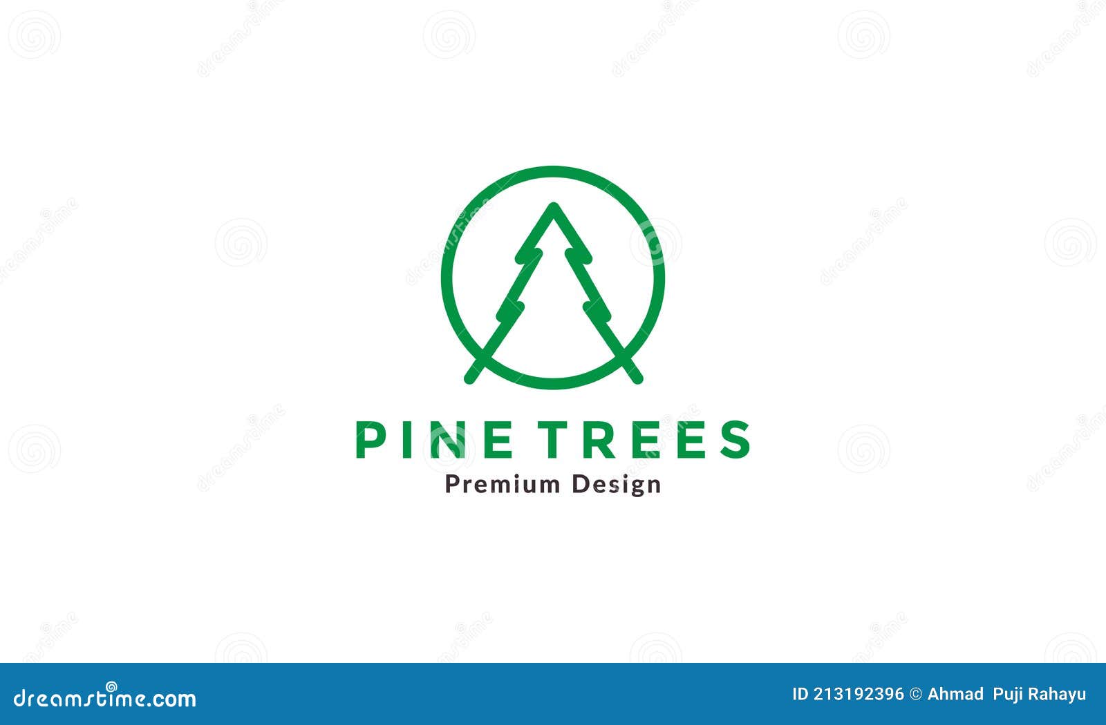 Single Pine Tree with Circle Simple Lines Logo Vector Symbol Icon ...