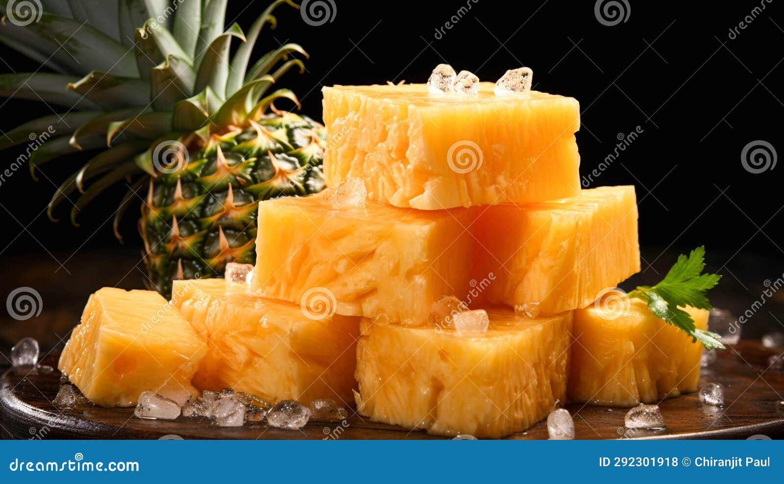 A Single Pineapple Slice a Healthy Snack on a Dark Background Stock ...