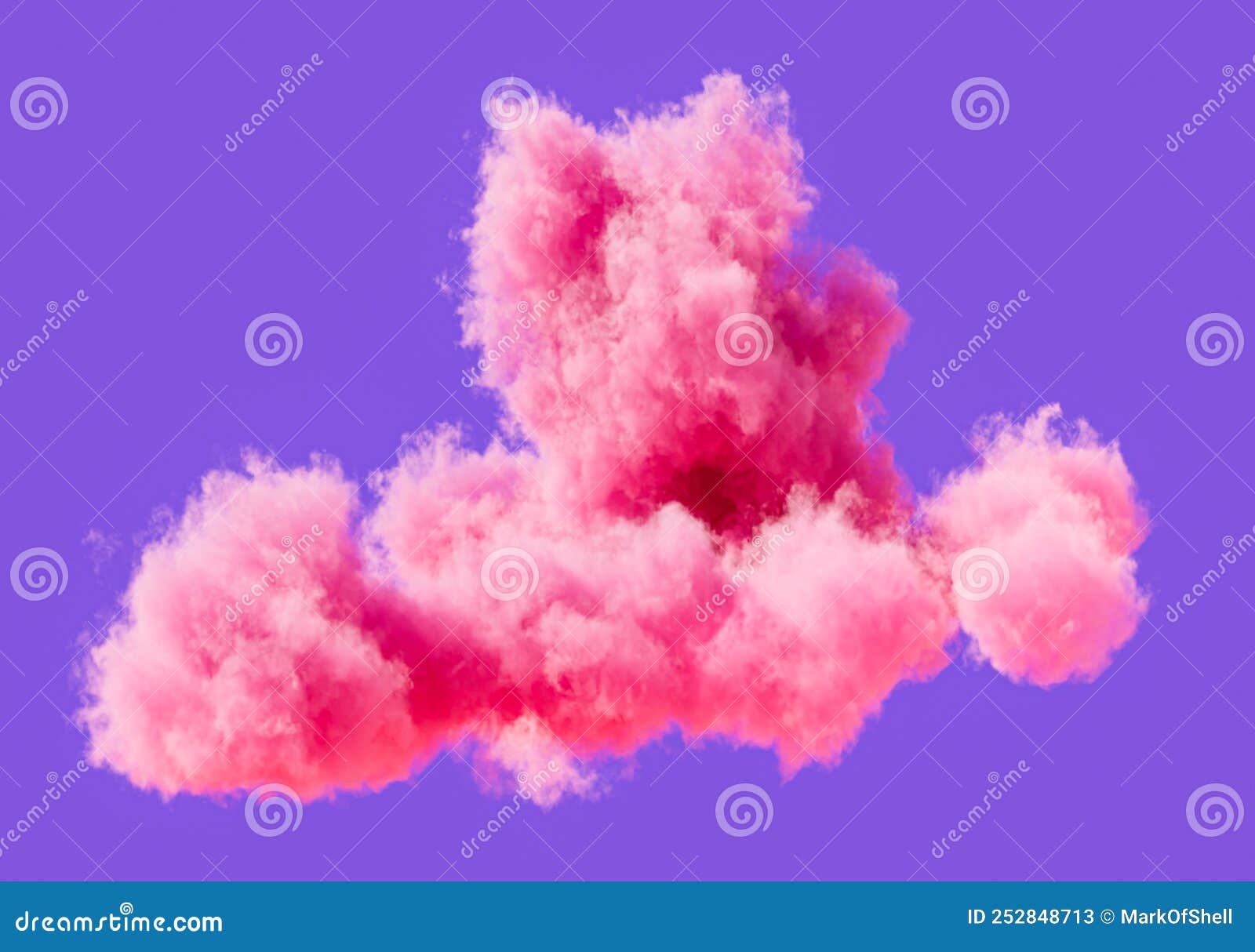 Single Pink Cloud Formation, Romantic Soft Cloud, 3d Rendering Stock ...