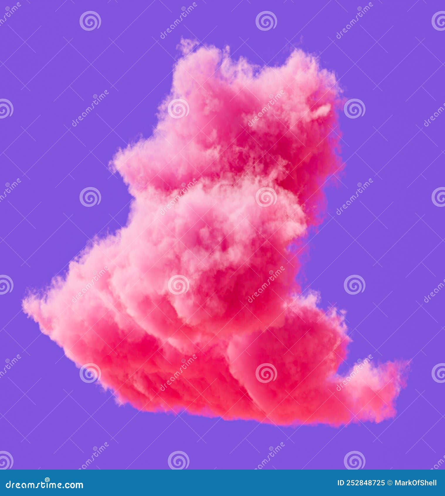 Single Pink Cloud Formation, Romantic Soft Cloud, 3d Rendering Stock ...