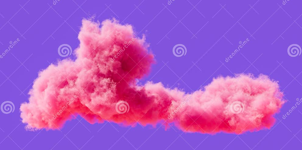 Single Pink Cloud Formation, Romantic Soft Cloud, 3d Rendering Stock ...