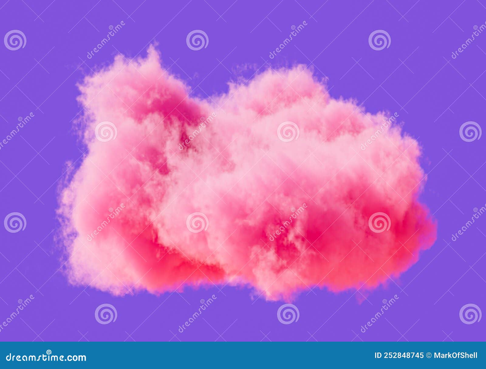 Single Pink Cloud Formation, Romantic Soft Cloud, 3d Rendering Stock ...
