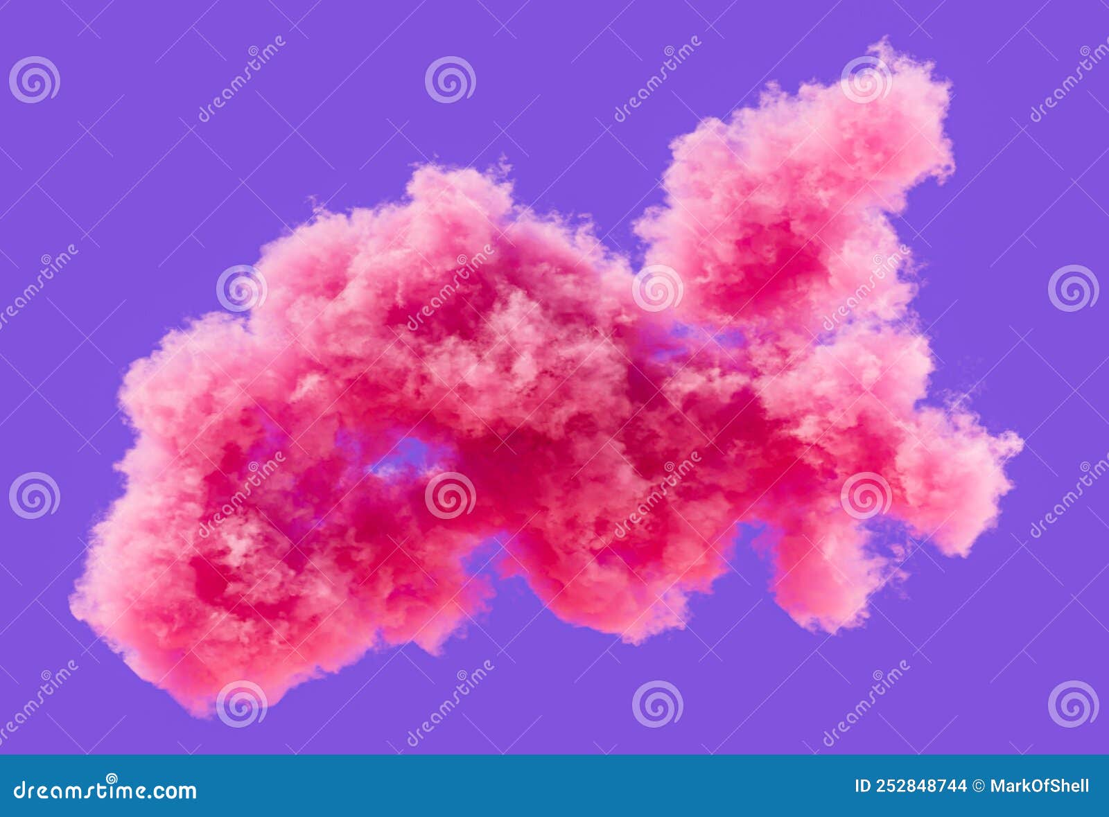 Single Pink Cloud Formation, Romantic Soft Cloud, 3d Rendering Stock ...