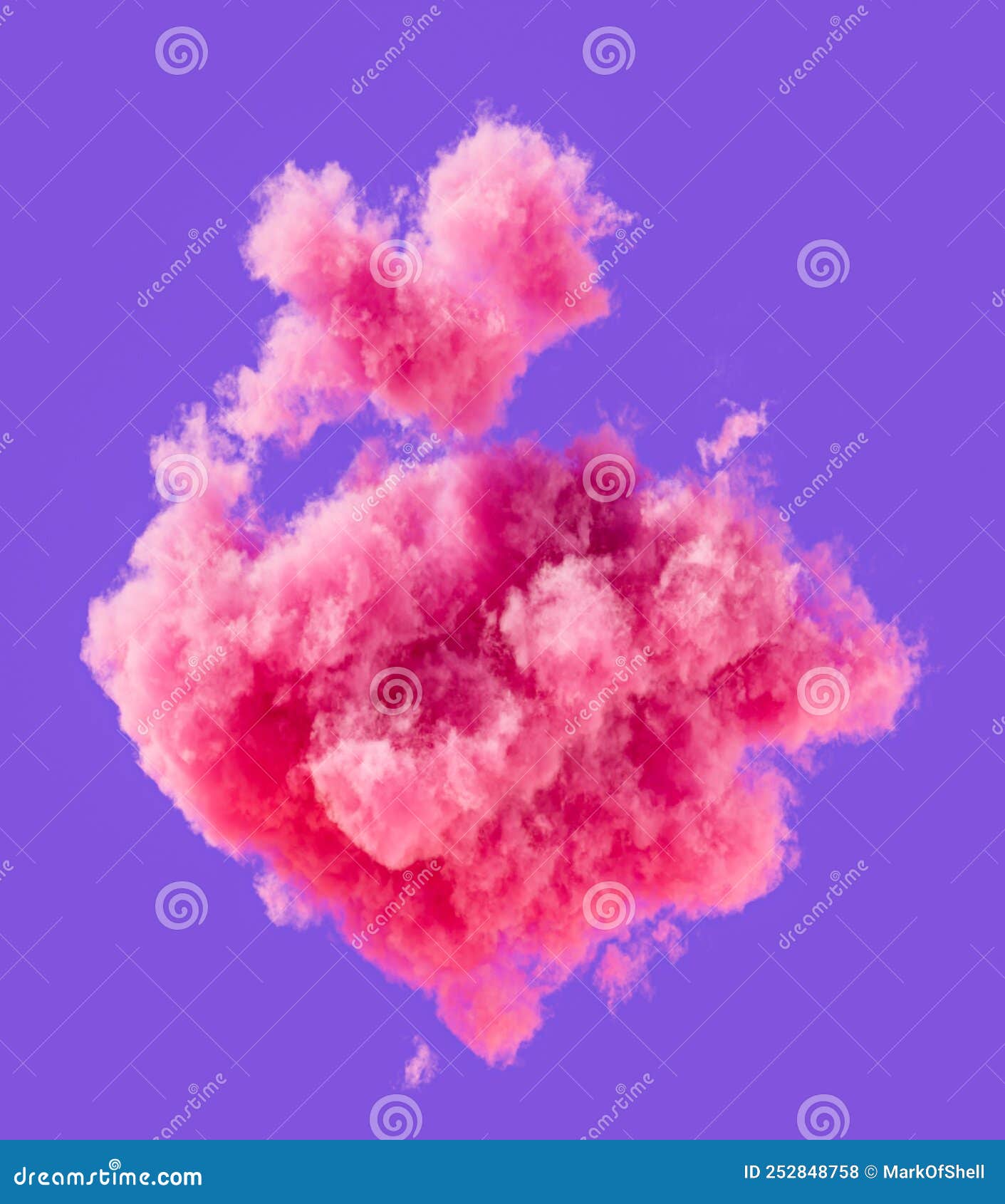 Single Pink Cloud Formation, Romantic Soft Cloud, 3d Rendering Stock ...