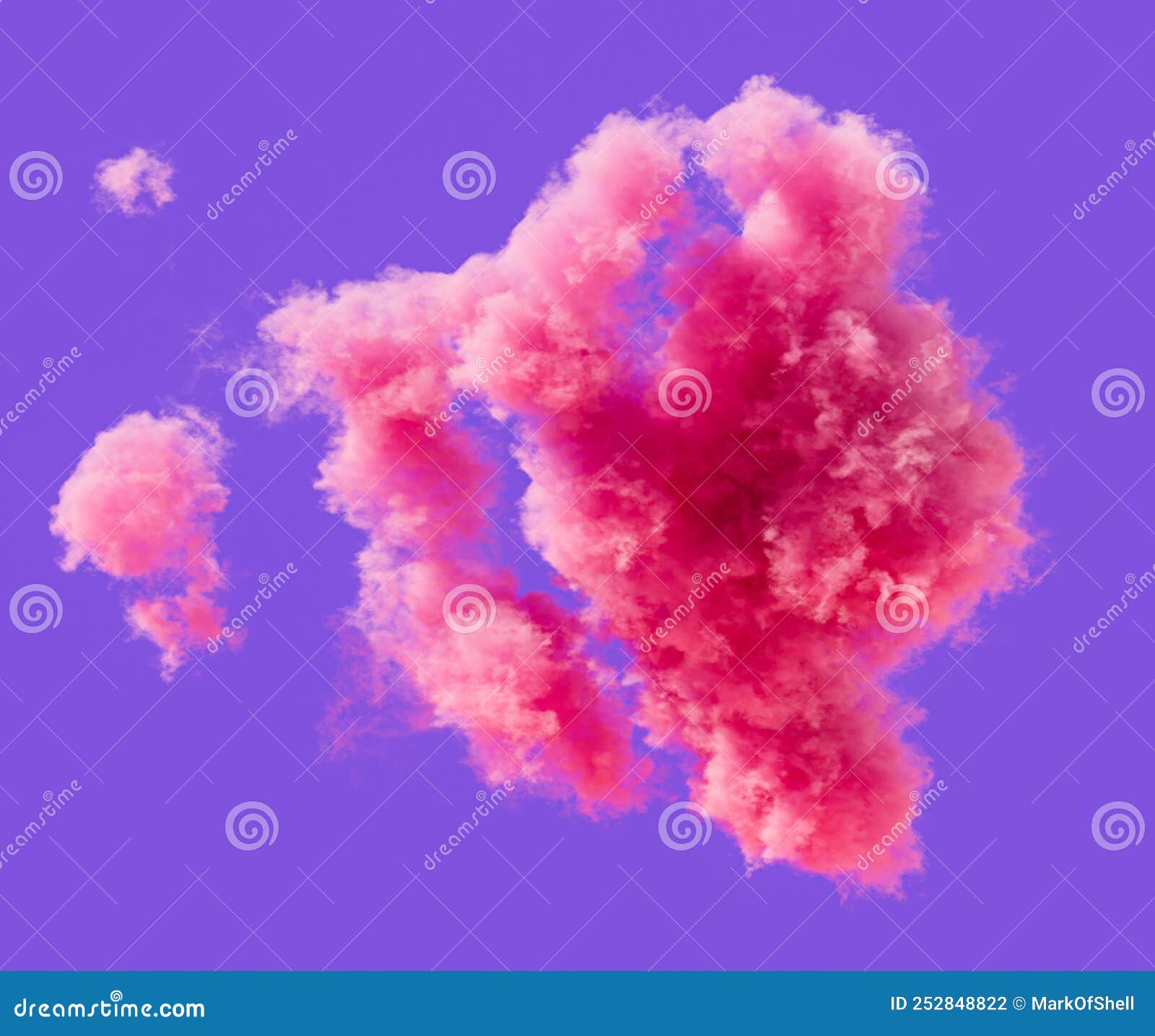 Single Pink Cloud Formation, Romantic Soft Cloud, 3d Rendering Stock ...