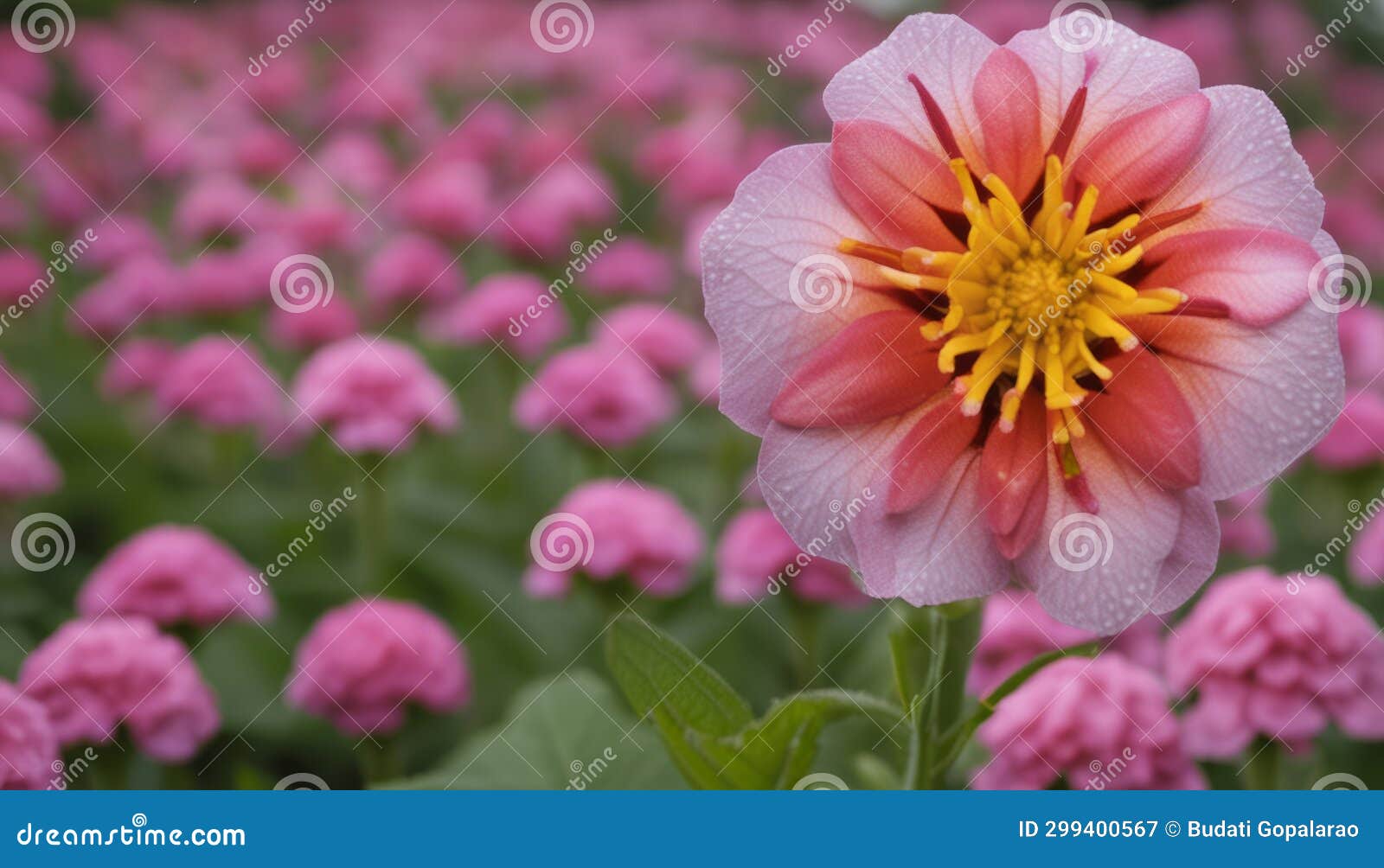 A Single Pink Flower in a Field of Pink Flowers Stock Illustration ...
