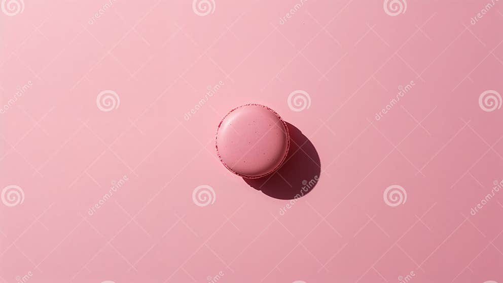 Single Pink Macaron Casting Shadow on Pink Background Stock ...