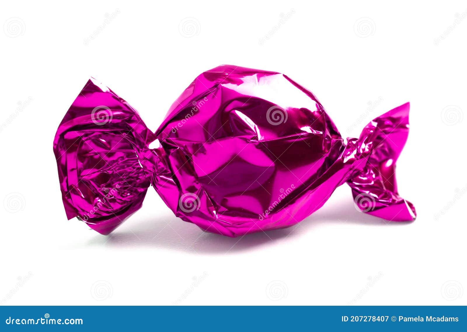 Single Pink Wrapped Candy on a White Background Stock Image - Image of ...