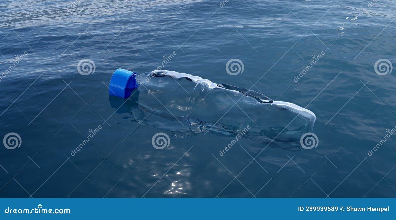 Single Plastic Bottle Floating in the Ocean Water, Environment ...