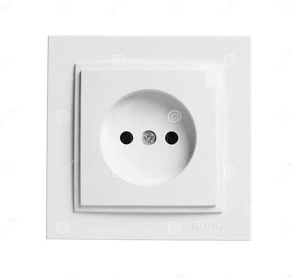 Single Plastic Power Socket Isolated on White Stock Image - Image of ...