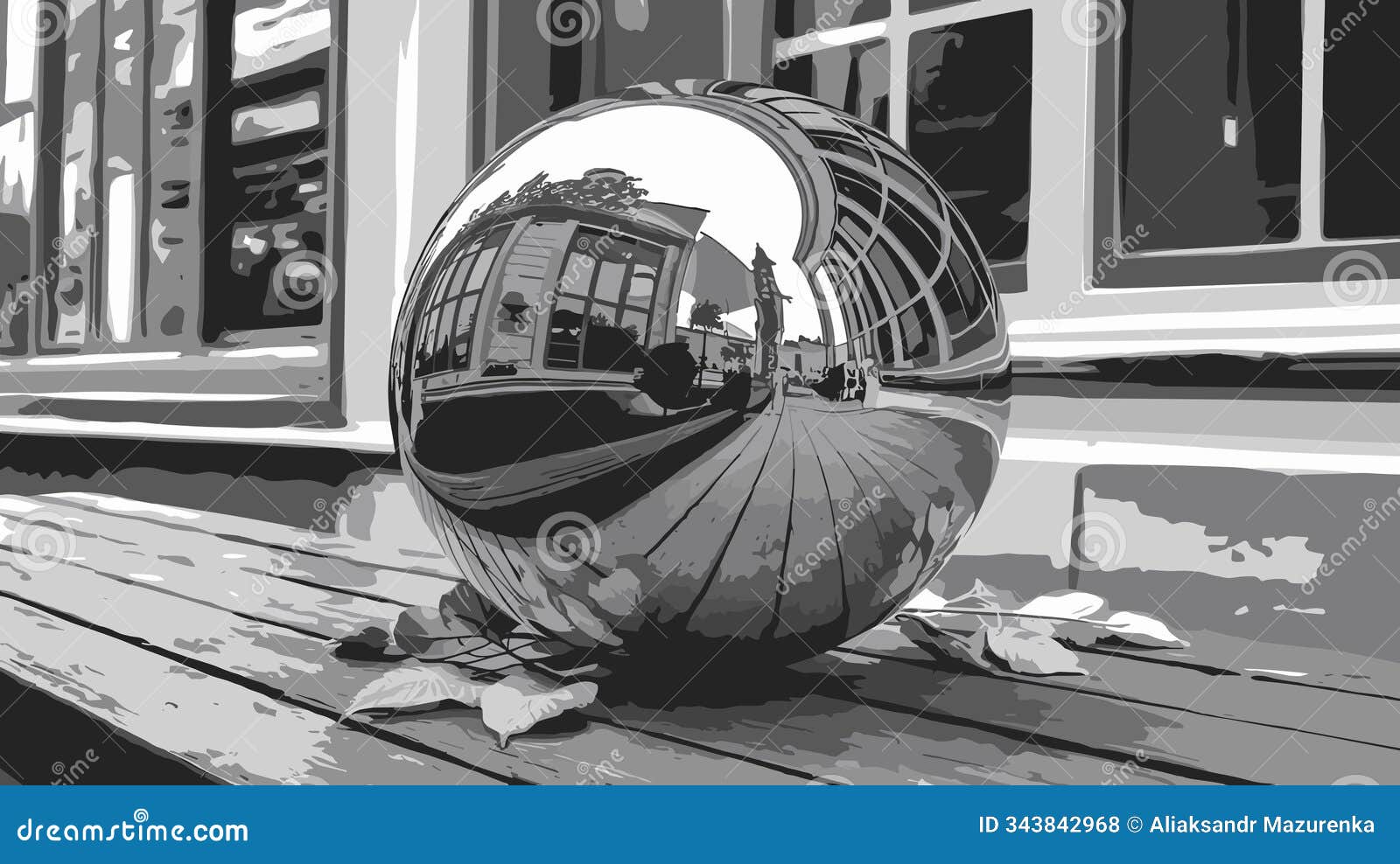 Single Polished Metallic Sphere Reflecting the Environment. Stock ...