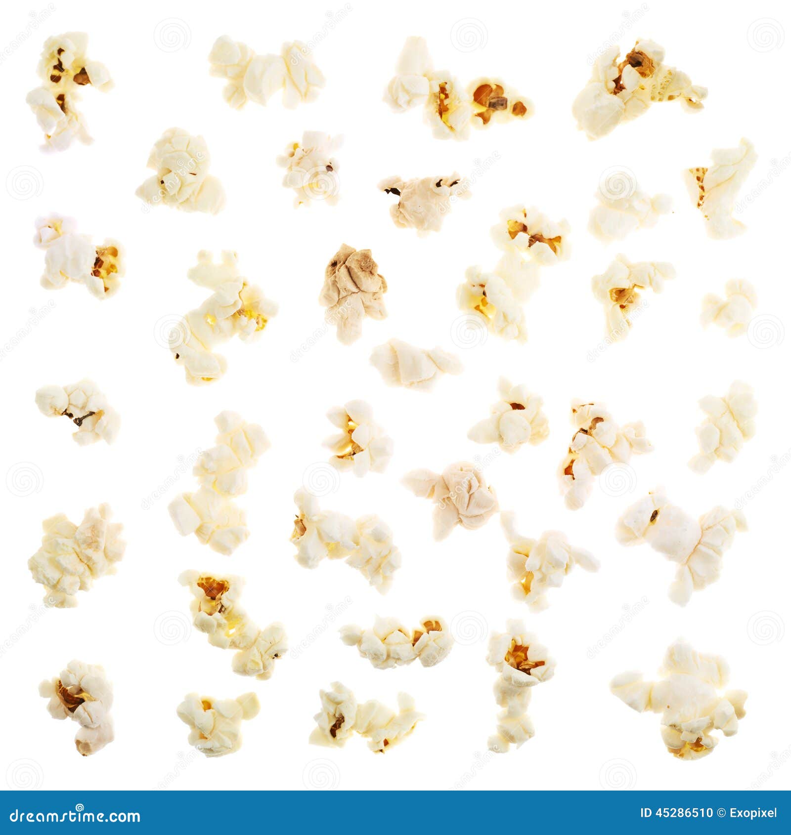 Single Popcorn Pieces Isolated Stock Photo - Image of corn ...