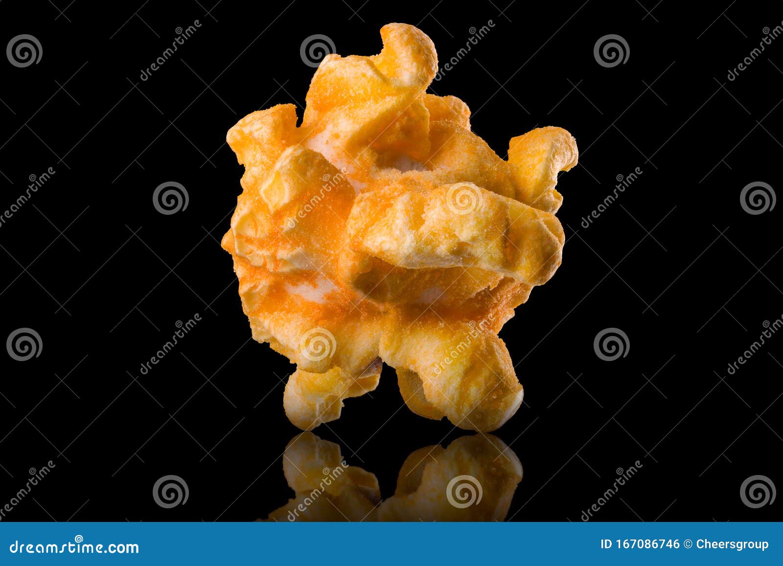 Single Popped Popcorn on a Black Backgroundwith Clipping Path Stock ...