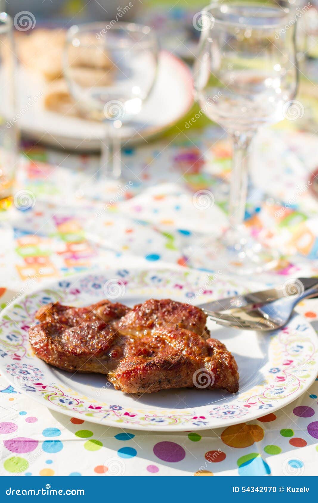 Single Portion of Bbq Steak on the Birthday Party Decoration Stock ...