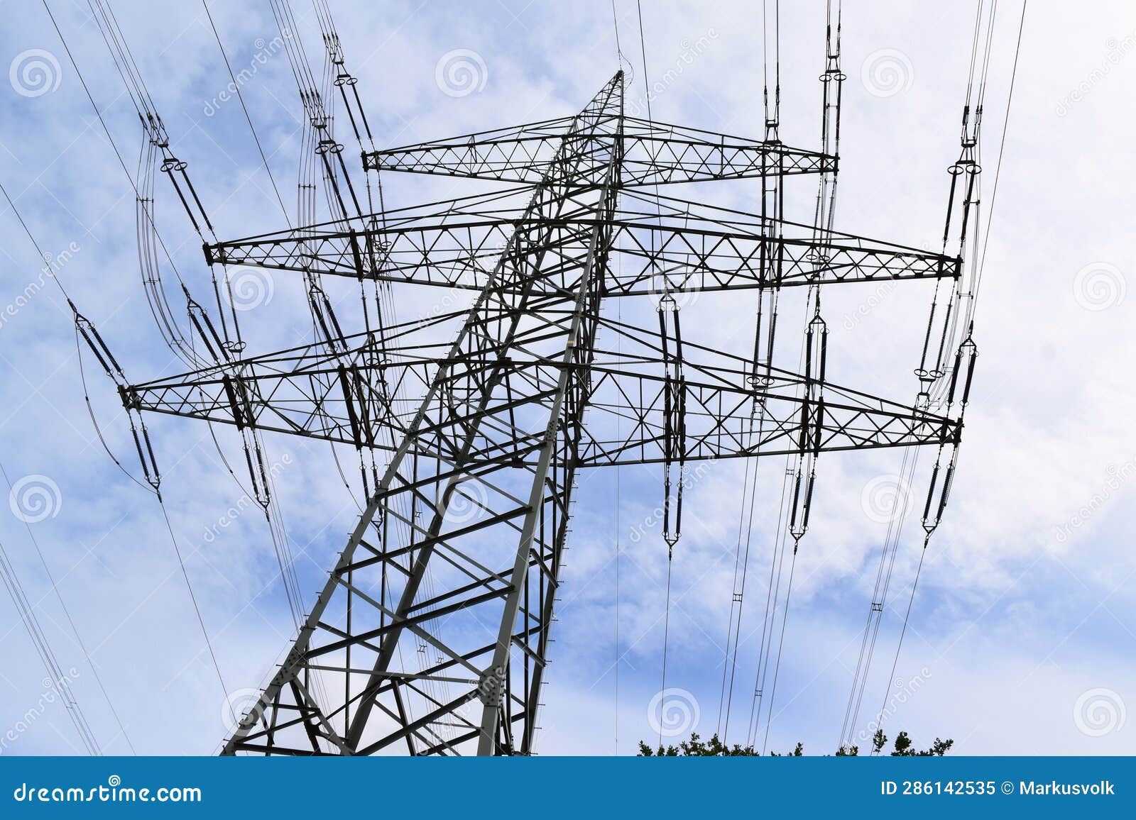Single power grid pylons stock image. Image of skyscraper - 286142535