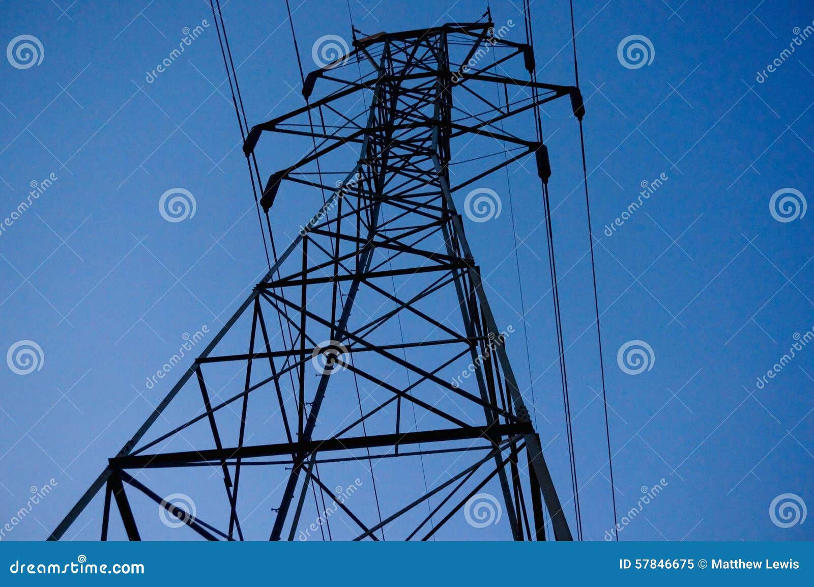 Single Power Line Transmission Tower Stock Image - Image of directions ...