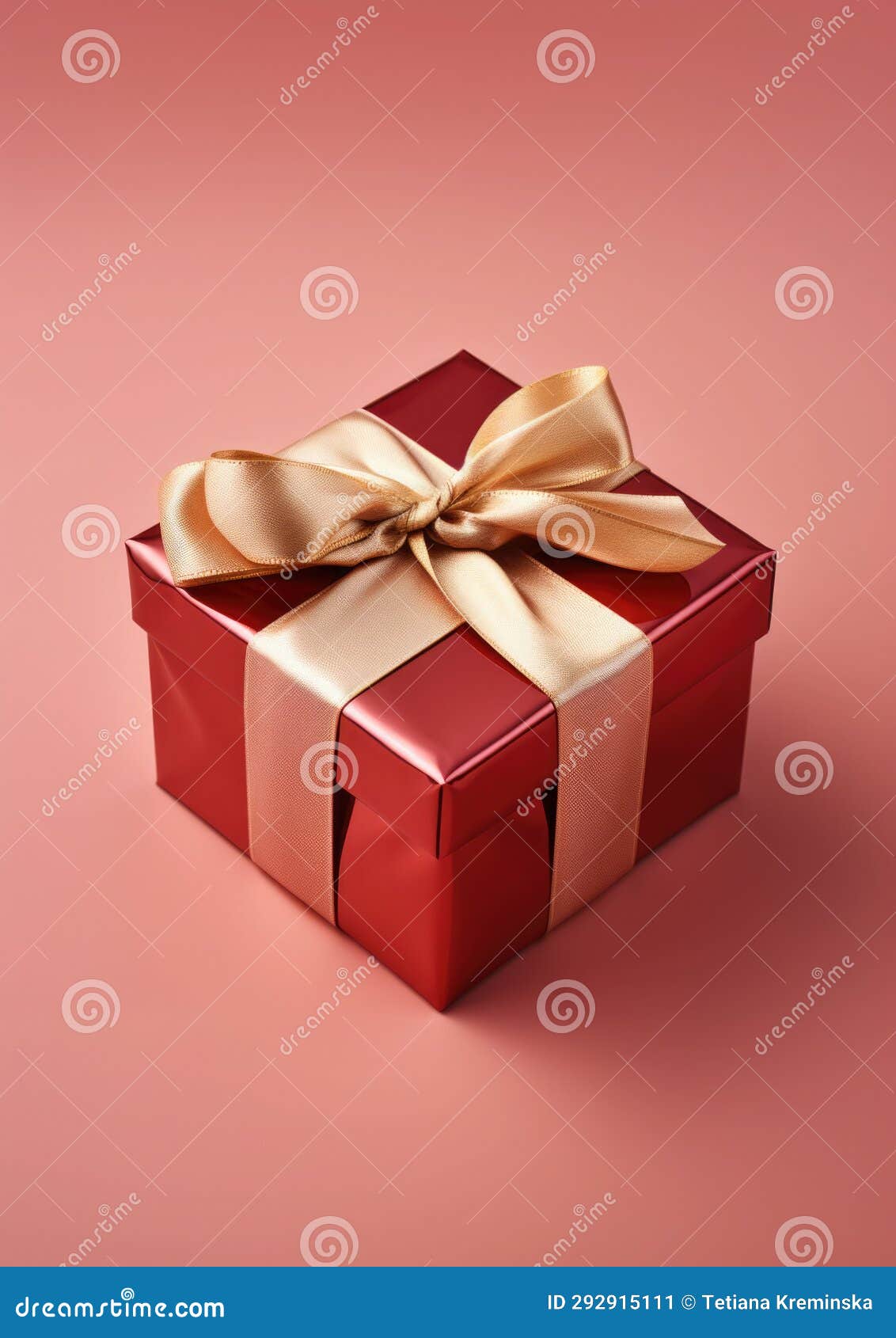 Single Present Gift Box with Ribbon on Pastel Background. Minimalist ...