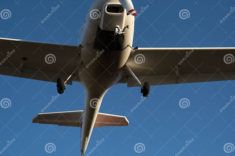 Single-propeller Plane Landing from a Nose-down View Stock Image ...