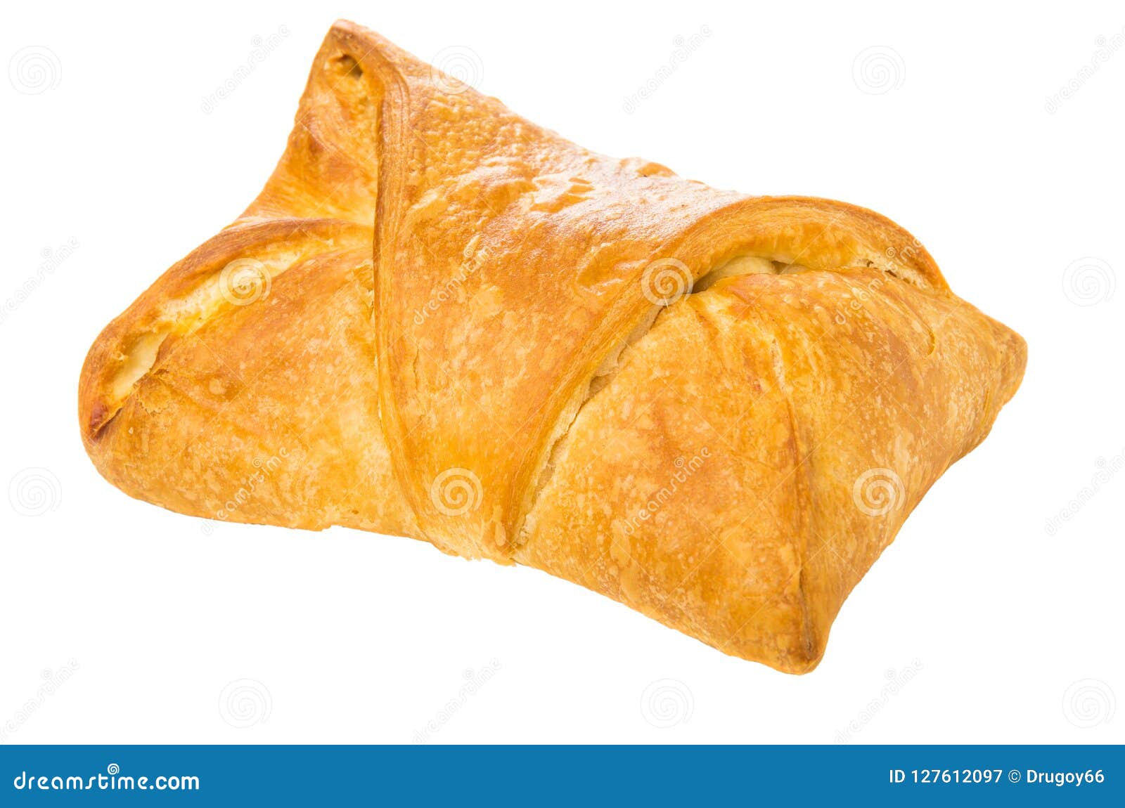 Single Puff Pie with Filling Isolated on White Stock Image - Image of ...