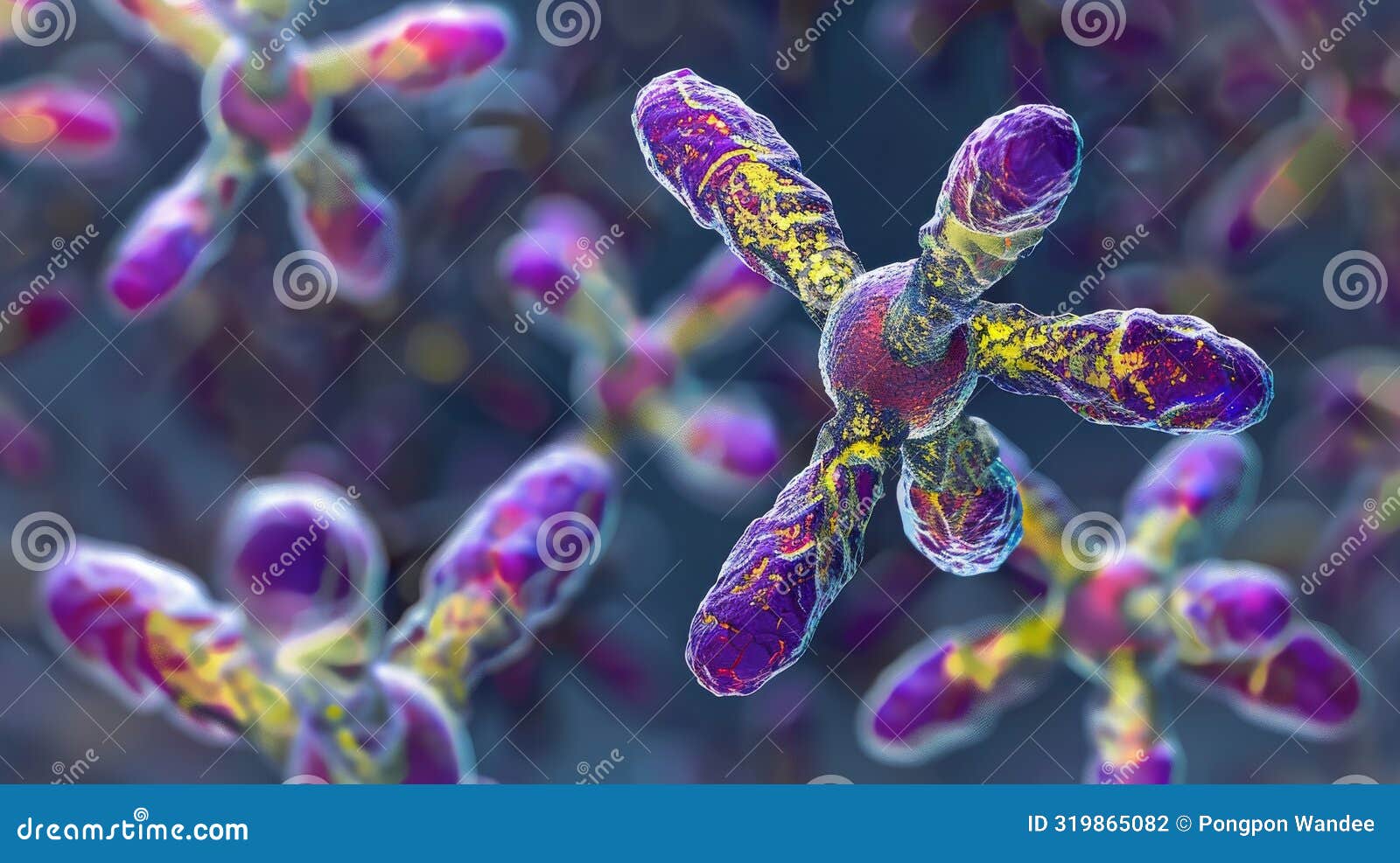 A Single Purple Bacteria Cell with a Long Tail. the Bacteria Has a ...