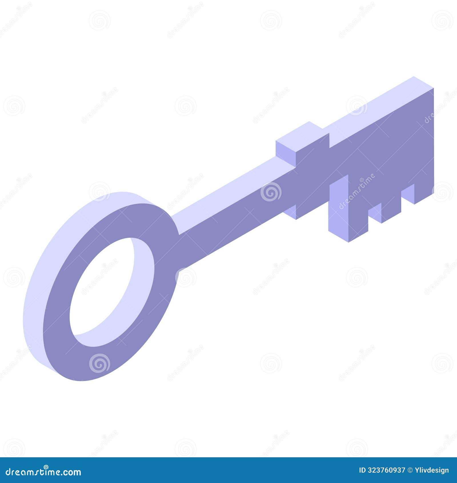 Single Purple Key Isometrically Floating on a White Background Stock ...