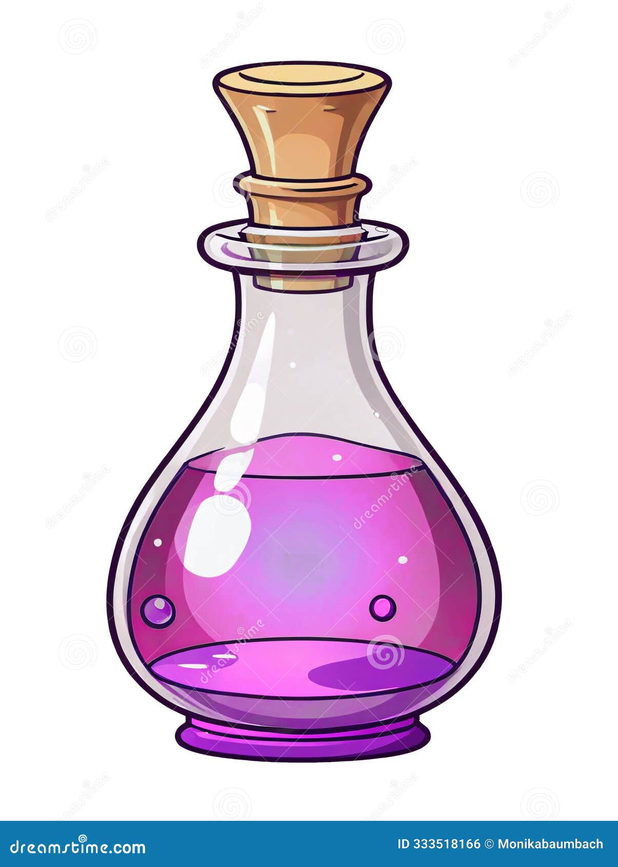 Single Purple Magic Potion in Bottle on White or Transparent Background ...
