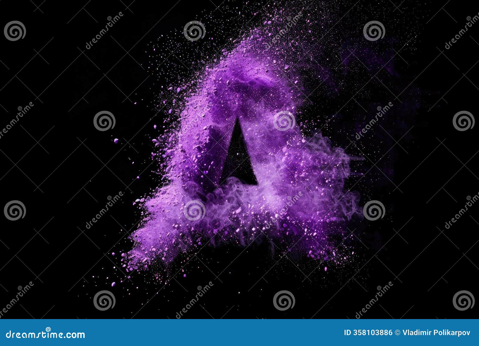 A Single Purple Powder Letter on a Black Background, Suitable for Use ...