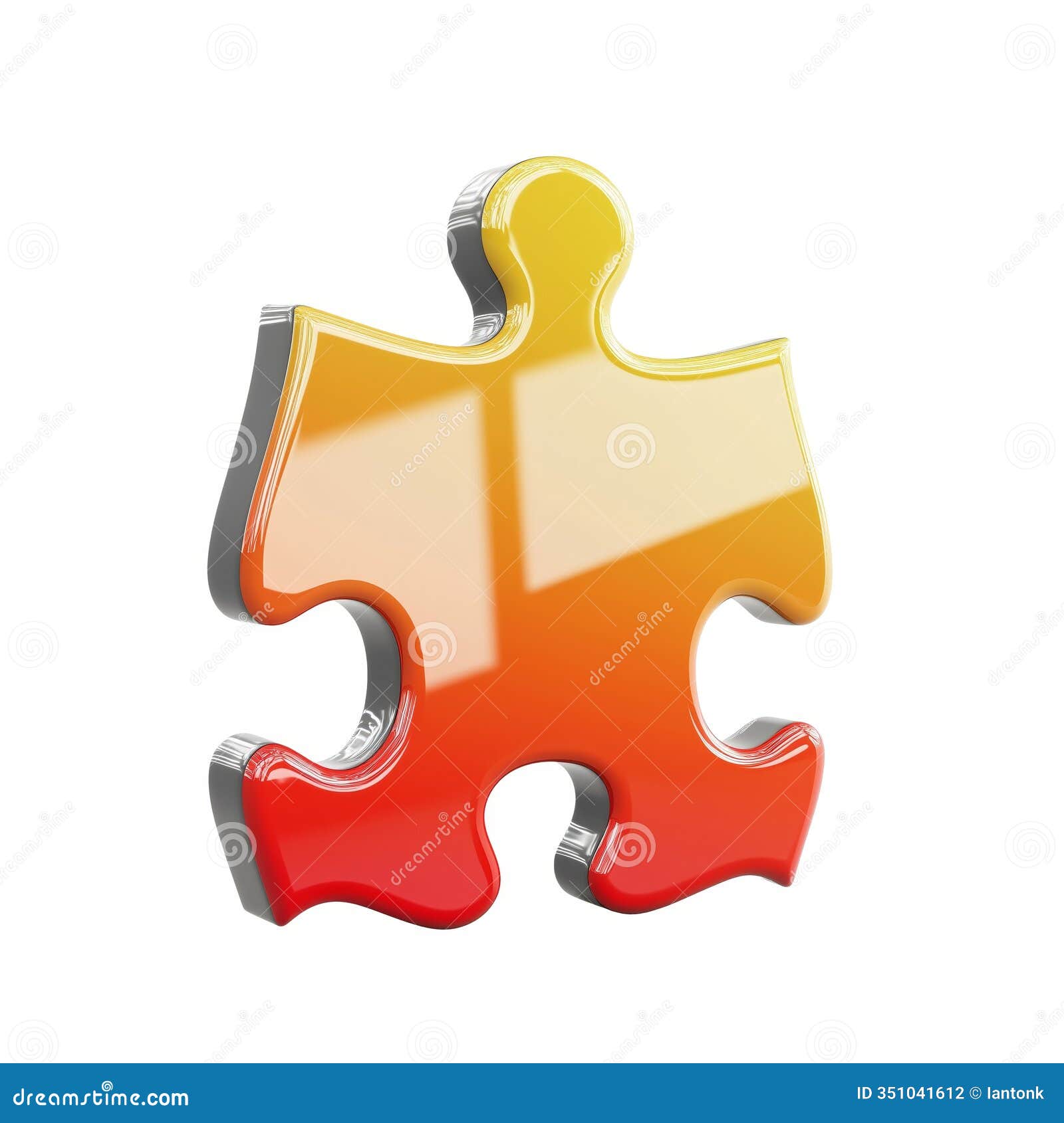 Single Realistic Puzzle Piece with Glossy Finish on White Background ...