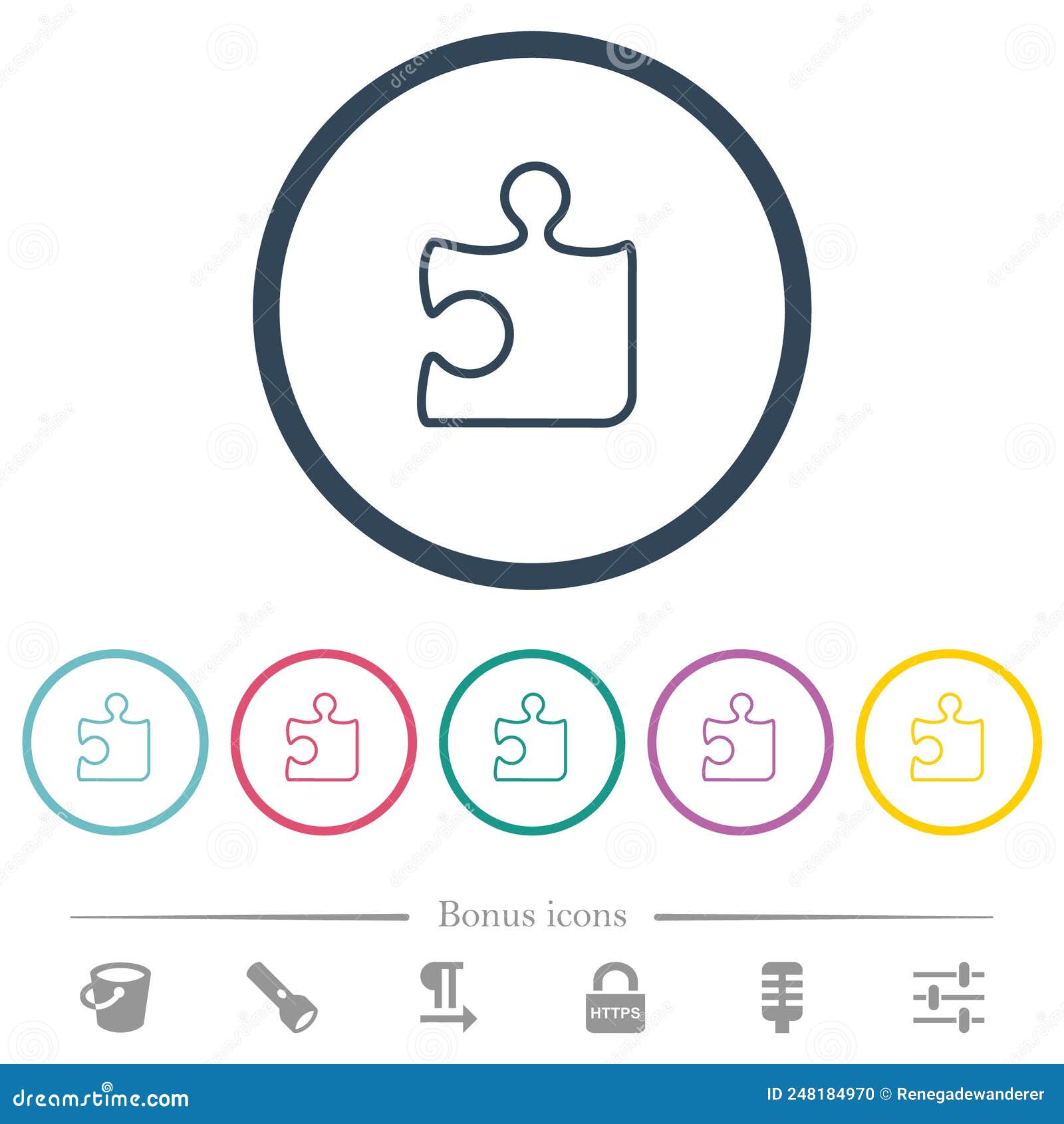 Single Puzzle Piece Outline Flat Color Icons in Round Outlines Stock ... Single Puzzle Piece Outline Flat Color Icons in Round Outlines Stock ...
