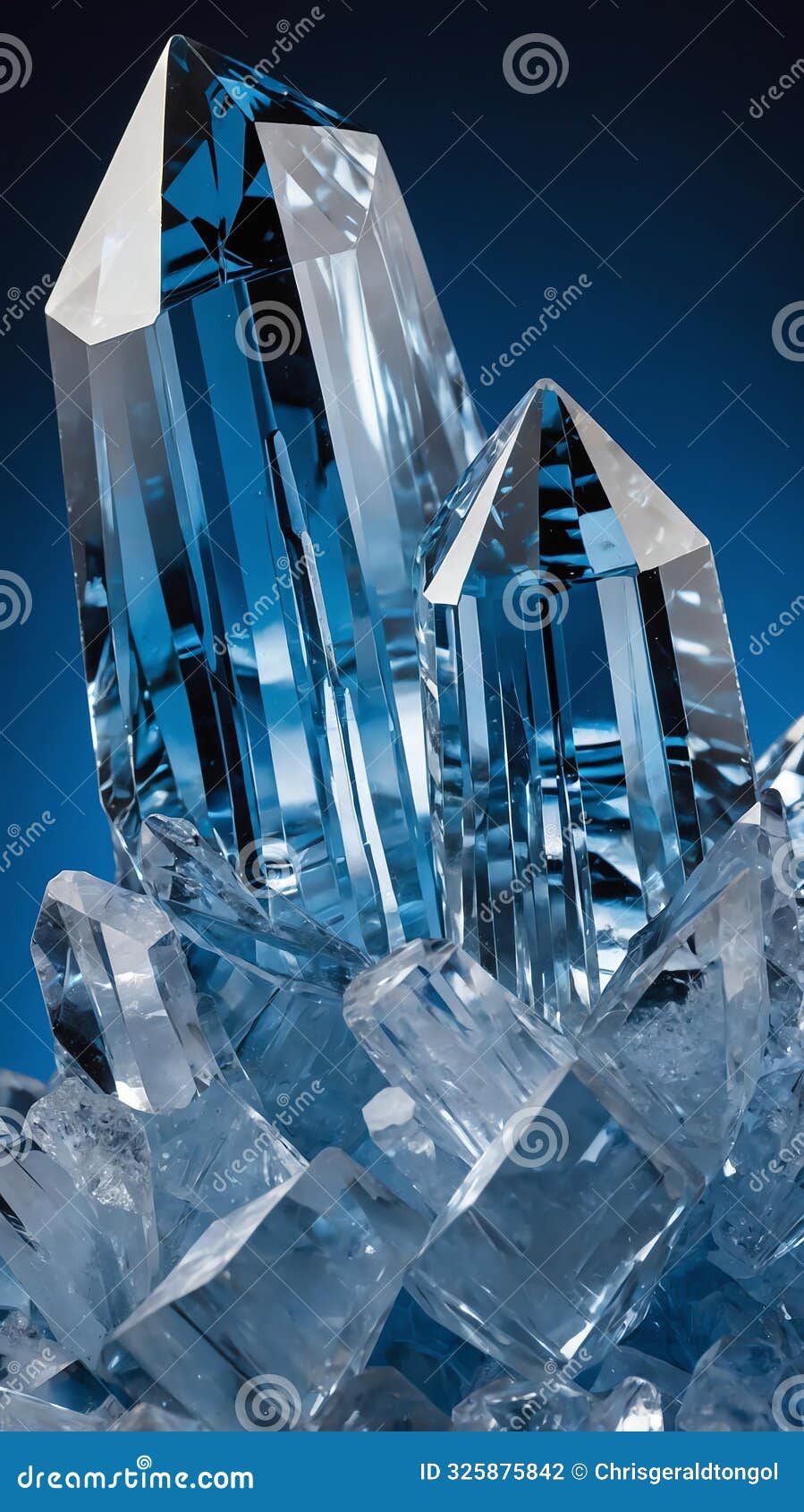 A Single Quartz Crystal is Featured on a Pure Blue Bac Ai Generated ...