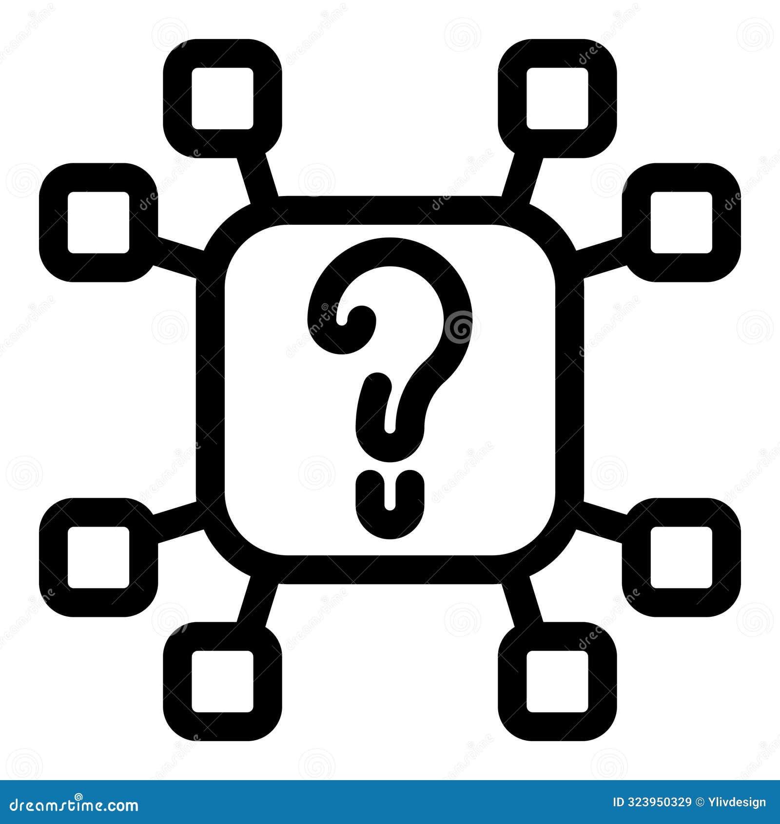 Central Question Mark Connecting Multiple Data Points Icon Stock ...