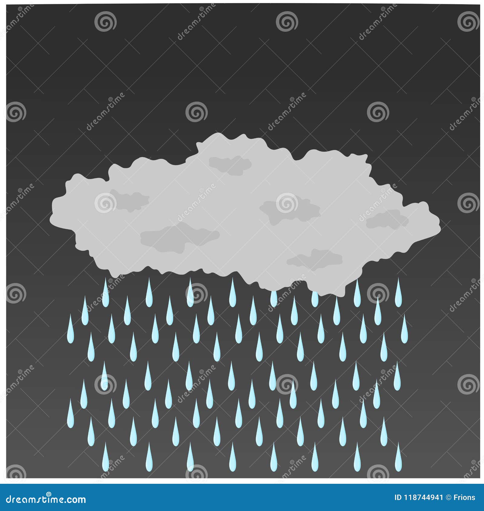 Single rain cloud on sky stock vector. Illustration of rainfall - 118744941