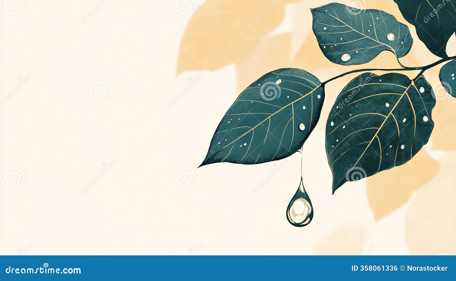 A Single Raindrop Falling Onto a Fresh Leaf, Depicted with a Clean and ...
