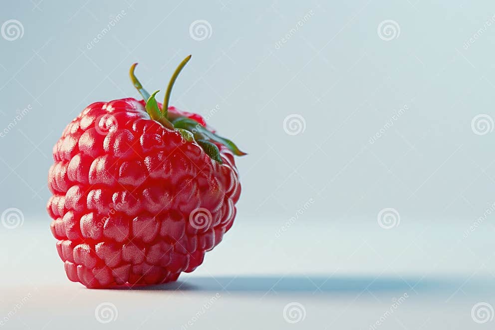 A Single Raspberry Sits Alone on a White Surface Stock Photo - Image of ...
