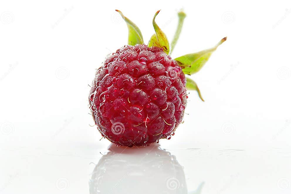 A Single Raspberry Sits on a White Surface, Ready for Use Stock Image ...