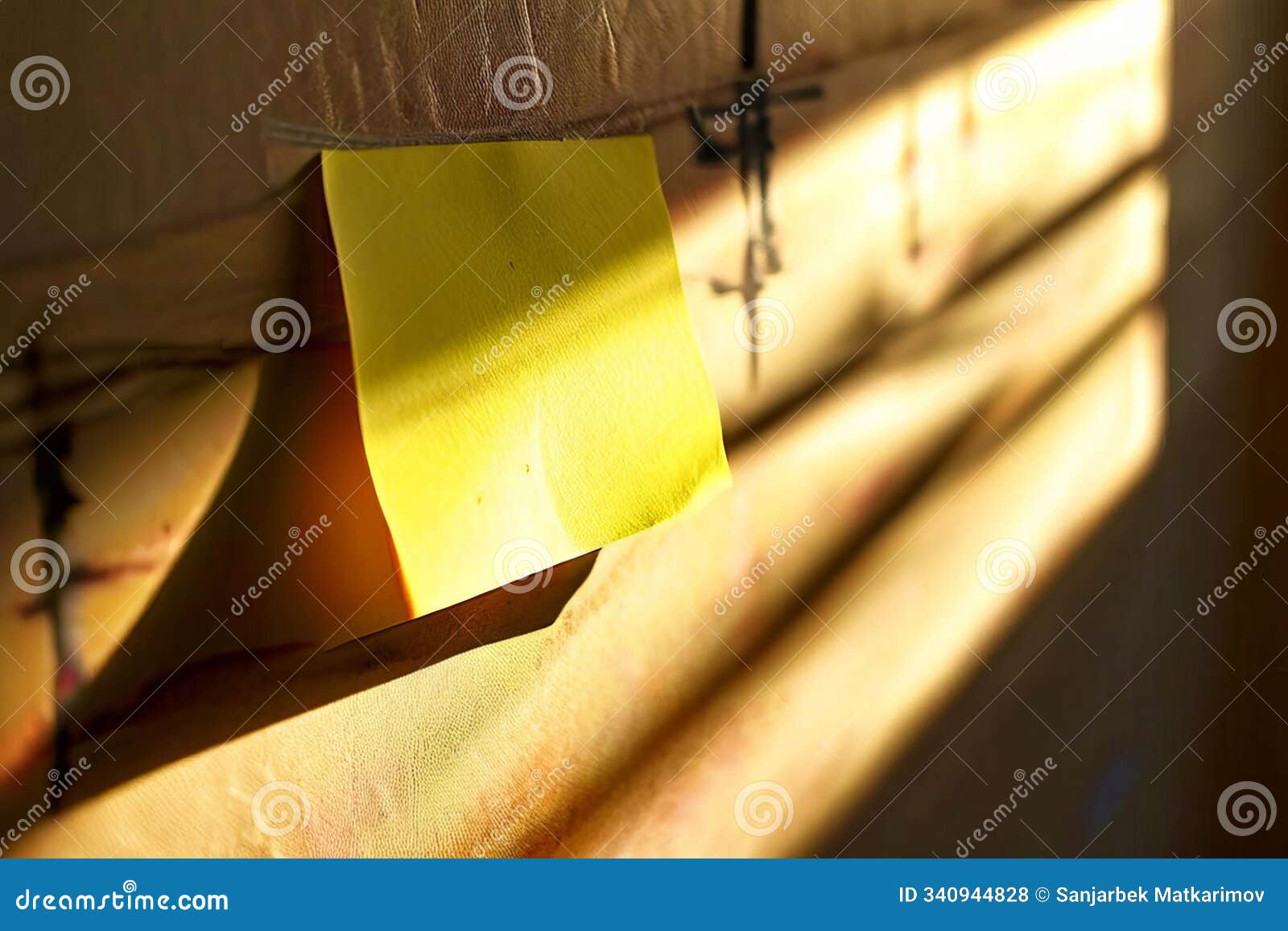 A Single Ray of Sunlight Illuminating Aforgotten Sticky Note on Stock ...