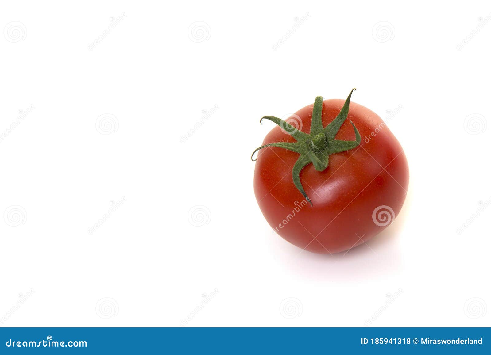 Single Real Tomato Seen At Its Top Isolated On A White Background ...