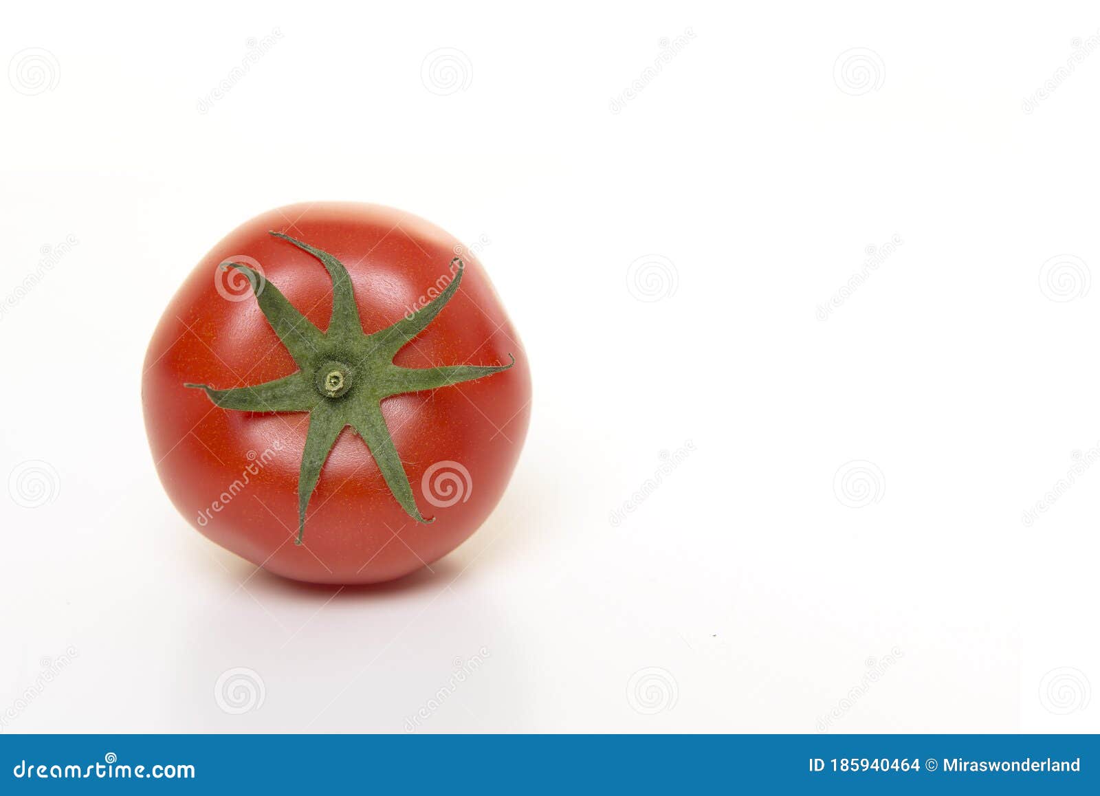 Single Real Tomato Seen At Its Top Isolated On A White Background ...
