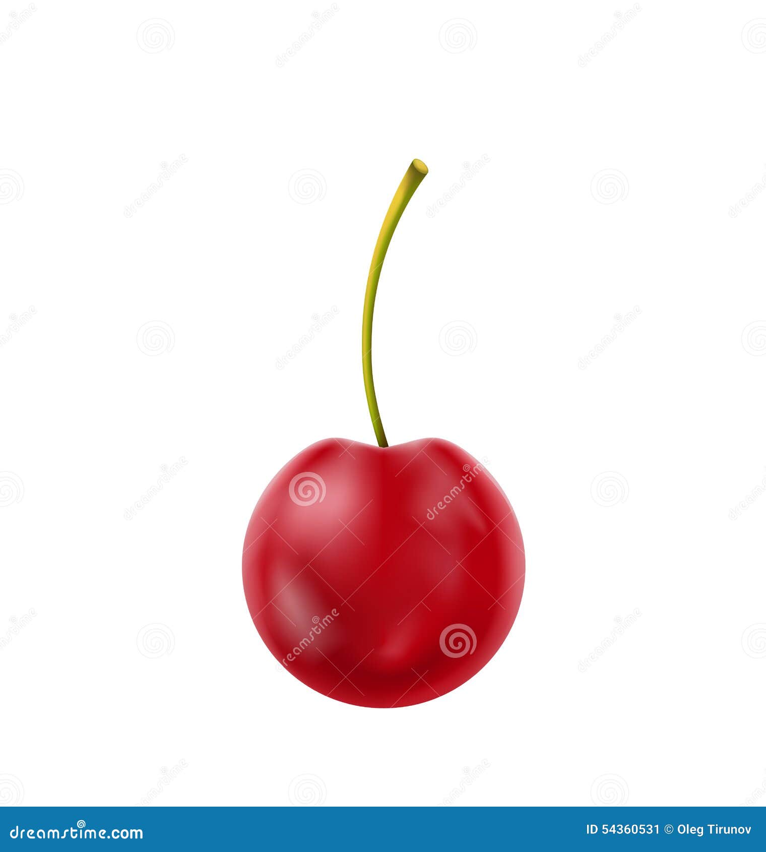 Single Realistic Cherry Isolated on White Background Stock Vector ...