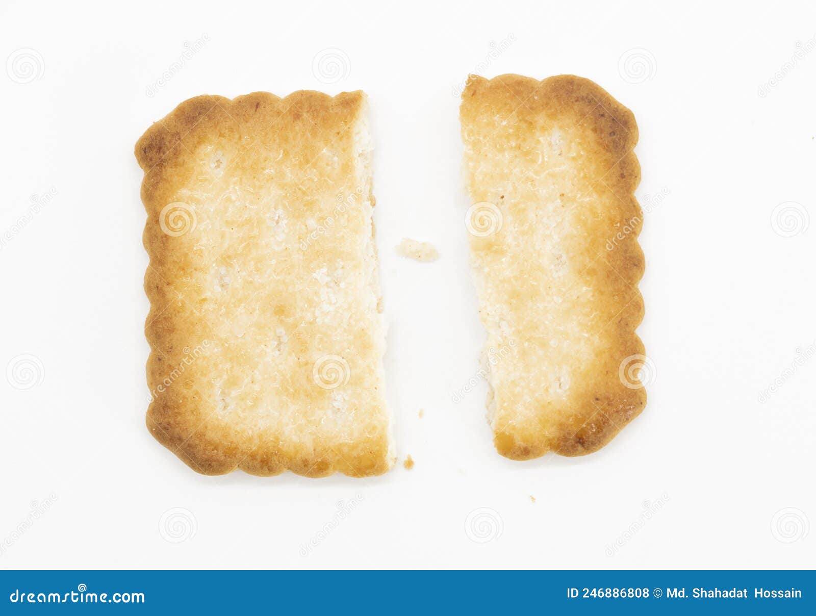 Single Rectangular Sugar Biscuit Isolated on White. Top View Stock ...