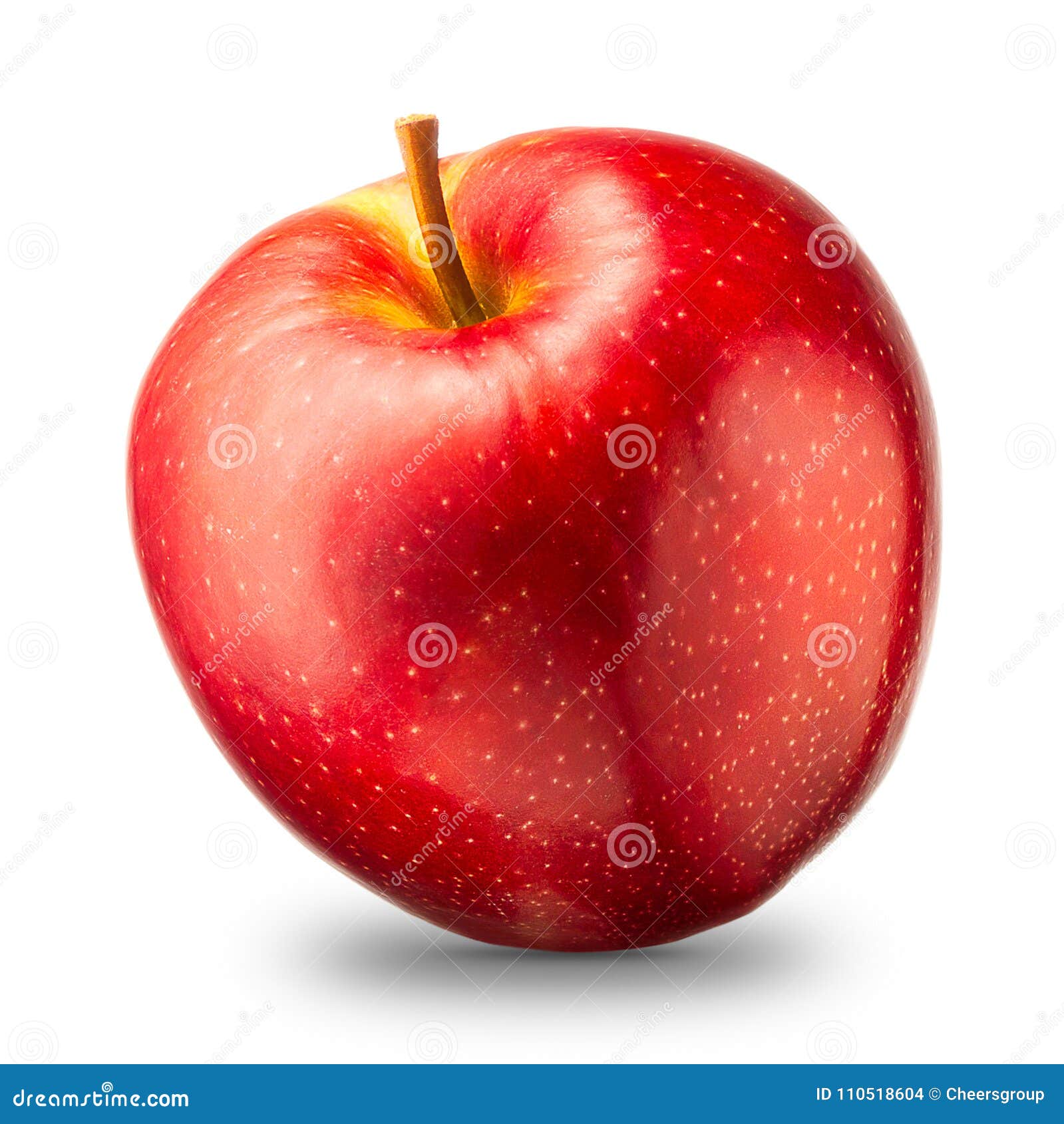 Single Red Apple on White Background Stock Photo - Image of perfect ...