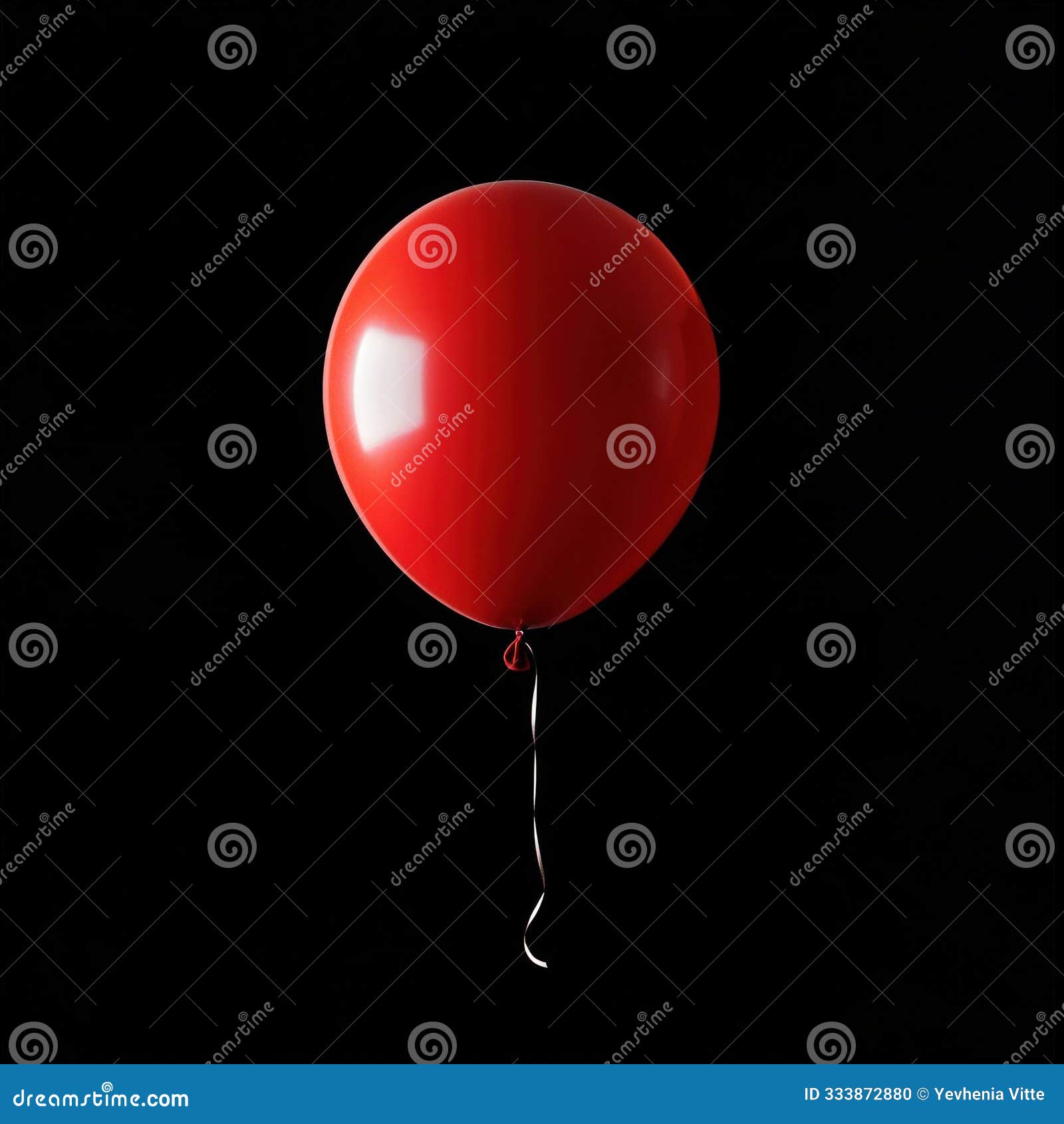 Single Red Balloon Floating Against Black Background Stock Illustration ...